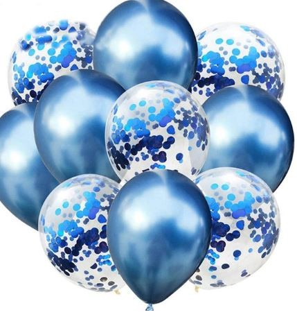 Kék konfettis Dekorációs lufik 10 db-os - Trend Kuckó